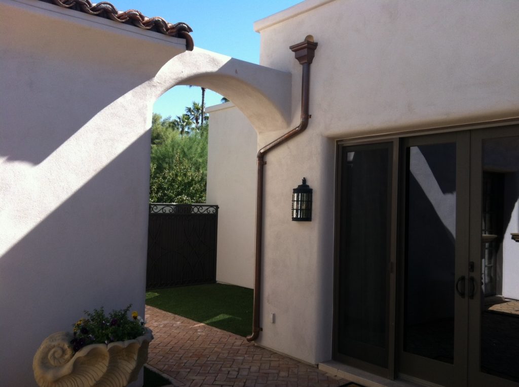 copper-scupper-box-with-downspout | AAA Sun Control